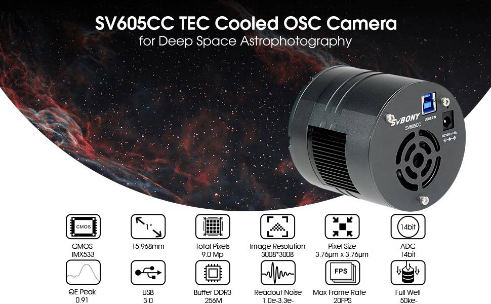 Svbony SV605CC Color Cooled USB3.0 Camera for Deep Sky Astrophotography ...
